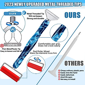 14PCS Diamond Painting Pen Accessories Tools Set, Exquisite Stainless Steel Metal Pen Tips,Ergonomic Diamond Art Drill Pen and 6 Painting Glue Clay,Comfort Grip and Faster Drilling (Blue Silver)