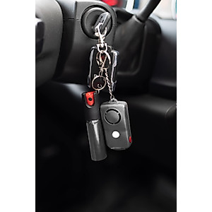 ARMADILLO DEFENSE Gray Pepper Spray and Personal Alarm Key Chain Bundle (2 Pack) for Protection and Self Defense, Safeguard for Women and Men, Tear Gas and Panic Button