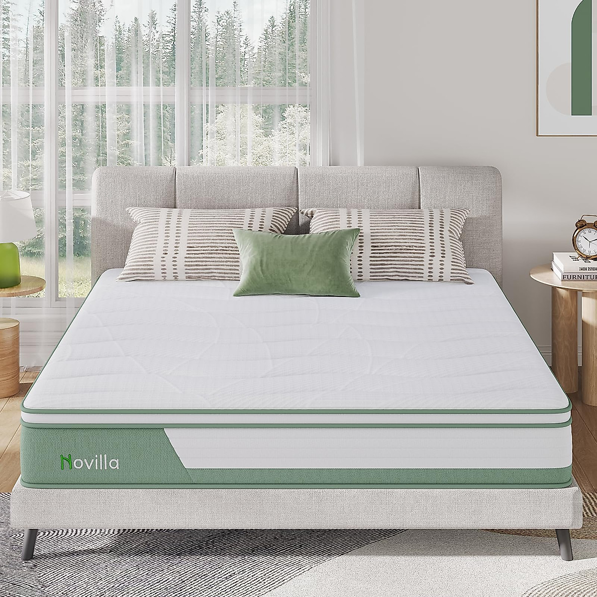 Novilla Mattress King, 12 Inch 5-Zone Hybrid Mattress with Gel Memory Foam for Pressure Relief & Cool Night, Midume Firm King Bed Mattress in A Box