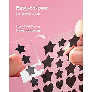 LitBear Acne Patch Pimple Patch, Black Star & Heart Shaped Acne Absorbing Cover Patch, Hydrocolloid Acne Patches For Face Zit Patch Pimple Sticker Acne Dots, Tea Tree Oil + Centella (108 Count)