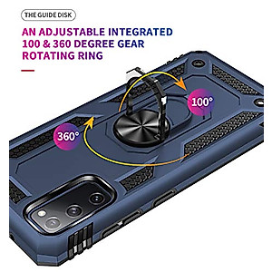 SKTGSLAMY Samsung Galaxy S20 FE Case,Galaxy S20 FE 5G Case,with Screen Protector,[Military Grade] 16ft. Drop Tested Cover with Magnetic Kickstand Car Mount Protective Case for Samsung S20 FE, Blue