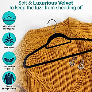 Velvet Hangers - Premium Clothes Hanger Set with Velvet Cover - Hangers Non Slip with Additional Accessory Holder – Clothing Hangers with Strap Holders – Elegant Design with Swivel Hook – 50pcs