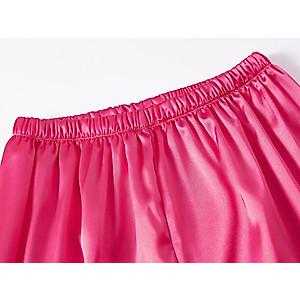 Topgal Cute Hot Pink Pajama Set for Girls – Satin Silky Long Sleeve & Pants Button Down PJ Set Size 10