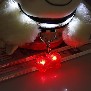 Generic Flashing Flasher Blinking Led Bone Shape Dog Cat Tag Pet Collar Light Red| Nice, 1个