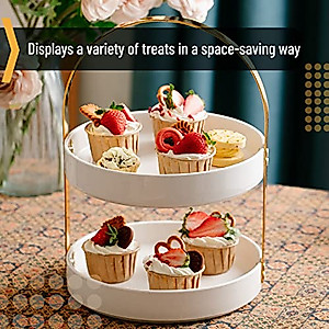 BTaT- Cake Stand 2-Tiers, White Porcelain, Cupcake Stand, Cupcake Holder, Cup Cake Tier Stand, Cupcake Stands, Cupcake Display Stand, Cupcake Tier Stand, Dessert Tray