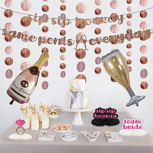 CrzPai Bachelorette Party Decorations, Rose Gold Bridal Shower Party Supplies Sip Sip Hooray Banner, Hanging Decors, Photo Booth Props, Honeycomb Centerpieces, Balloons for Wedding Engagement Party