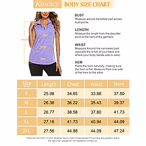 Koscacy Women's Sleeveless Golf Tennis Polo Shirts Zip Up Dry Fit Workout Tank Tops Purple X-Large