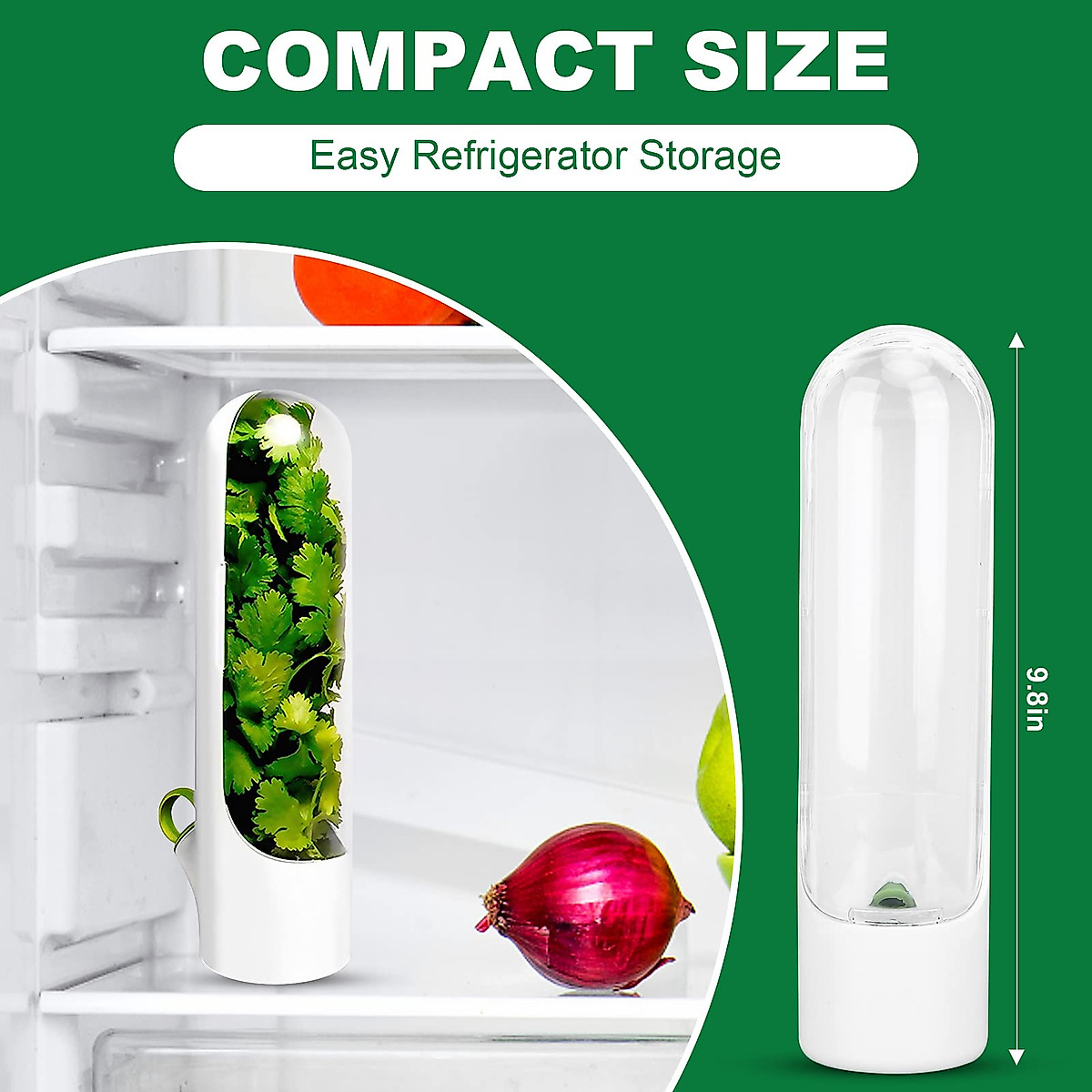 Pilipane Herb Keeper,Herb Savor Fridge Organizer,Herb Storage Container Saver Preserver For Cilantro, Mint, Parsley, Asparagus, Keeps Greens Fresh For 2-3 Weeks
