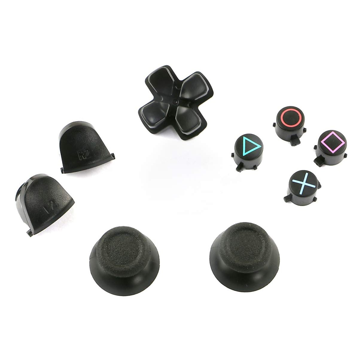 Replacement Full Button L1 R1 L2 R2 Trigger Buttons ABXY Button Controller Repair for Sony Playstation 4 PS4 1000 1100 Controller