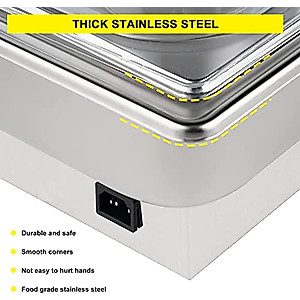 YMJOINMX Roll Top Chef Chafing Dish Buffet Set 2 Pans Food Warmer Buffet Servers and Warmers Digital Display Temperature Warming Tray Bain Marie Food Warmer for Parties Commercial Food Steam Table