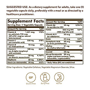 Solgar Vitamins Only, 90 Vegetable Capsules - Multivitamin - Vitamin A, B1, B2, C, D & E - Overall Well-Being - Immune Support - Gluten Free, Dairy Free, Kosher - 90 Servings