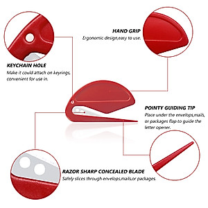 3 Pcs Letter Opener Slitter for Letter Openers with Blade for Envelope, Package, Paper Cut, Safe Mail Opener, Letter Opener Envelope Slitter, Red, Black and White