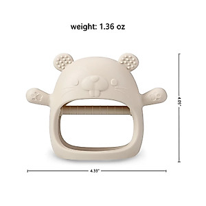 PandaEar 2 Pack Silicone Baby Teething Toys| Baby Hand Teether Mitten for Sucking Needs| Baby Chew Toys Hand Pacifier for Soothing Teething Pain Relief (White/Pink)