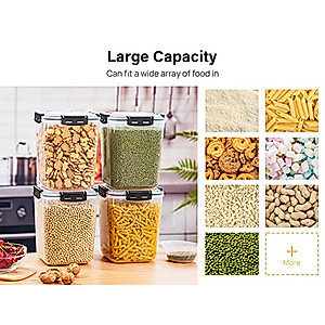 Kootek 5.3L(179Oz) Cereal Containers Storage with Lid for Pantry Organization and Storage, 4pcs Large Airtight Food Storage Containers for Cereal, Flour and Sugar with Pen, Labels, Measuring Spoon