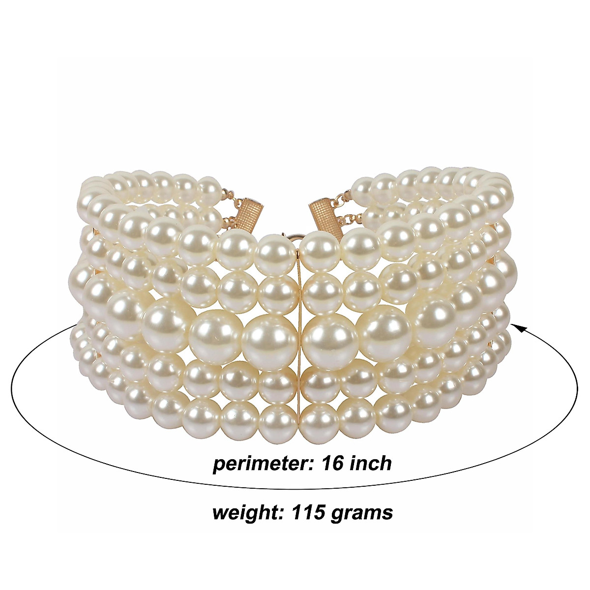 KOSMOS-LI Fashion Simulate Pearl Choker Necklace With Earrings Set (Ivory)