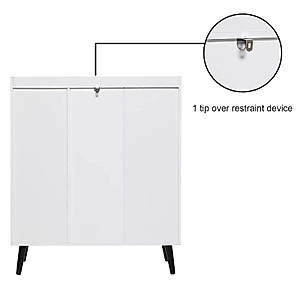 usikey Storage Cabinet, Floor Storage Cabinet with 1 Large Space, 2 Doors & 3 Shelves, Bathroom Storage Cabinet, Cabinet for Living Room, Entryway, Office, White