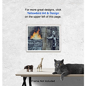 Banksy Street Art Mural - Original 8x10 Photo Print - Chic Cool Unique Gift for Urban Graffiti Fans - Home or Wall Decor, Office Decoration for Bedroom, Apartment, Living Room - Unframed Poster
