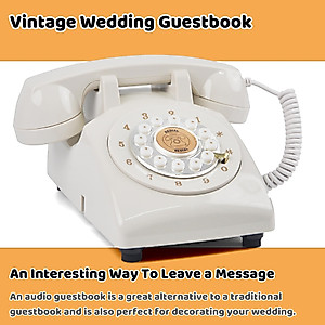 RetroVox Audio Guest Book Wedding Phone Guestbook Easy to Use & Fun Engagements Anniversaries Baby Showers Graduation Record Personalized Audio Messages Off-White
