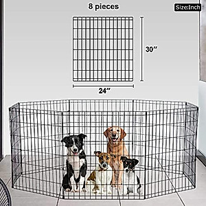 BestPet 30 Inch Dog Playpen Dog Fence Metal Wire Portable Pet Playpen Dog Pen Indoor Outdoor Exercise Pen for Dogs Cats Dog Gates with Doors Dog Crate Kennel Cage, Black