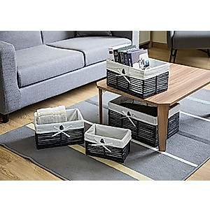 Home Zone Living Nursery Basket, 4-Pack, Black