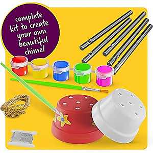 Dan&Darci Wind Chime Making & Painting Kit - Arts and Crafts Gift for Girls & Boys Ages 6, 7, 8, 9, 10-12 - Birthday & Easter Gifts for Kids - Kid Art & Craft Kits - DIY Stuff for Girl Age 6-12