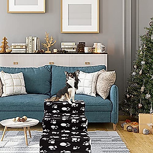 yofit Doggy Steps - Non-Slip 3 Steps Pet Stairs for Cats and Dogs, Foldable Plastic with Washable Carpet (Dark)