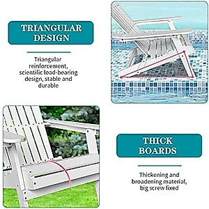 BSTOPHKL Adirondack Chair - Set of 2 Folding Wooden Adirondack Lounger Chair, Outdoor All-Weather Fire Pit Chairs Seating Accent Furniture Wood Chairs for Garden Backyard Lawn (White)