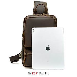 Polare Full Grain Leather Sling Backpack Crossbody Travel Hiking Daypack Shoulder Sling Bag