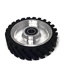 8 x 2" Belt Grinder Contact Wheel,Belt Sander Bearings Serrated Rubber Contact Wheels With 2 heavy Duty bearing 6205 RS