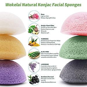 Konjac Facial Sponges for Cleansing Exfoliating - Konjac Face Sponge for Washing Face Body, Organic Natural Cleaning Puff Buff Scrubber for Shower Bath SPA for Babys Men Women