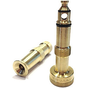 Hose Nozzle High Pressure for Car or Garden - Made in USA - Solid Brass - 2 Nozzle Set - Adjustable Water Sprayer from Spray to Jet - Heavy Duty - Fits Standard Hoses - with Gardening Secret E-Book