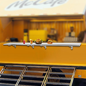 Folding Concession Shelf, 96" x 12" Stainless Steel Durable Wall-Mounted Serving Window Shelf Stand, Kitchens Storage Rack, Heavy-Duty 132 lbs Load Capacity Shelving for Food Trucks Trailers