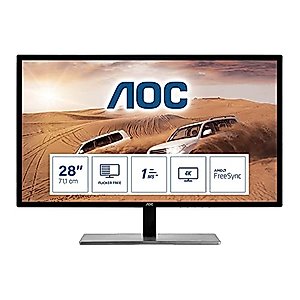 AOC U2879VF 28”Class LED 4K Monitor 3840x2160, 300cd/m2, 10Bit Color, FreeSync, VGA, DVI, HDMI, DP