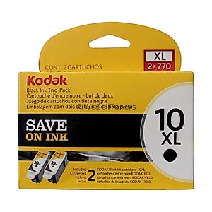 KODAK 10XL (1270917) High Yield Ink Cartridges (Black,2-Pack) in Retail Packaging