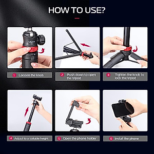 ULANZI MT-44 Extendable Phone Tripod, 59" Selfie Stick Phone Vlog Tripod Stand with 2 in 1 Phone Clip, 360° Ball Head Camera Tripod for iPhone Sony Canon Action Camera, Lightweight for Travel