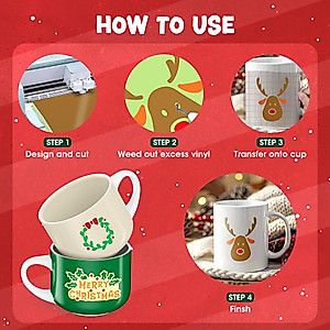 JAVIGA White Permanent Vinyl for Cricut Machines, 12" x 40 FT White Vinyl for Christmas Decorations Outdoor, Glossy White Adhesive Vinyl Roll for Wedding Party, Wall Stickers, Cards, Mug, Signs Decals