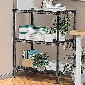 Favbal 3 Tier Storage Shelves Heavy Duty Metal Shelves, Commercial Steel Wire Shelving Unit and Adjustable Feet, Used as Pantry Shelf, Garage or Bakers Rack Kitchen Shelving 23.4"x13.6"x30.3"