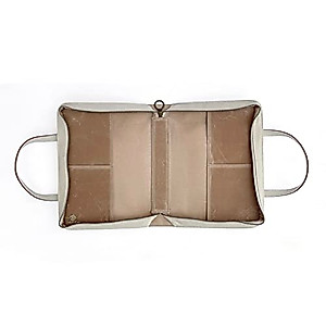 Canvas with Leather Accent Bible Cover for Women by Bekah Rose | Purse Style Case Zippered Closure (White/Cream, Medium Bibles)