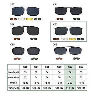 Eyekepper 3-pack Polarized Clip on Sunglasses With Spring Draw Bar Grey/Brown/G15 Lens 54 * 34MM