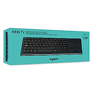 Logitech K830 Illuminated Living-Room Keyboard with Built-in Touchpad – Easy-access Media Keys and Shortcut Keys for Windows or Android