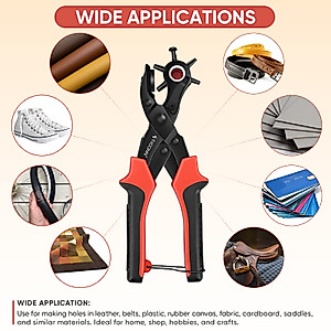 TICONN Leather Hole Punch Tool Set, Heavy Duty Multi-Size Hole Puncher Tool for Belts, Watch Bands, Plastic, Fabric