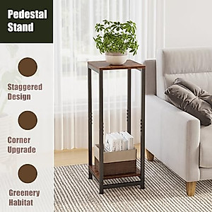 VonDream Tall Plant Stands Indoor, 2 Tier Pedestal Stand, Corner Plant Stands for Indoor Plants Multiple, Small Side Table for Indoor Plants, Tall Plant Table