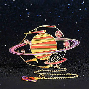 Zllada Metal Bookmark - Unique Space Party Favors - Brass Book Mark Astronaut Toys - Solar System Toys - Planets Toys Space Gifts for Kids - Astronomy Gifts for Men - Solar System Decor for Books