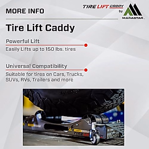 Tire Lift Caddy, Adjustable, Back-Saving Tire Dolly for DIY Enthusiasts, Auto & Tire Shops and Garages, No Assembly Required, 150lbs. Capacity
