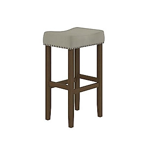 Nathan James Hylie Nailhead Wood Pub-Height Kitchen Counter Bar Stool 29", Gray/Dark Brown