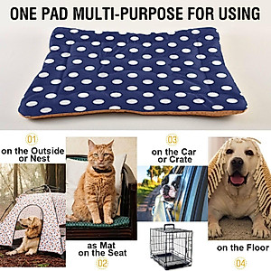YETTASBIN Polka Dot Crate Pet Bed, Portable Washable Dog Cat Mat, Soft Comfortable Pet Mattress with Non-Slip Bottom for Dogs Cats Sleeping, 36 x 24 Inch