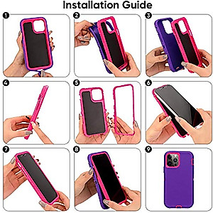 Case for iPhone 12 Pro Max Case 6.7" with 2 Screen Protector, Full Body Rugged Heavy Duty Military Grade Cover, Shockproof Drop-Proof Protection Durable Phone Case (Black)