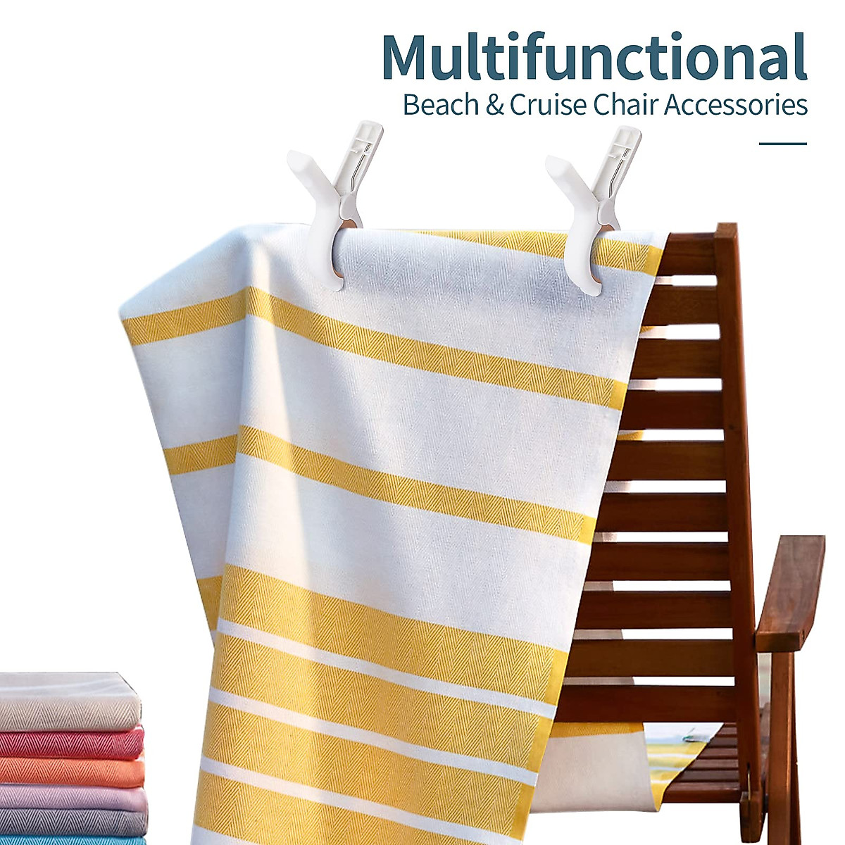 TRENDYSUPPLY 9 Pack Beach Towel Clips, Plastic Clothespin, Heavy Duty Laundry Clips to Keep Your Towel, Clothes, Blankets from Blowing Away, Strong Clamps for Cruise Chairs(Khaki)