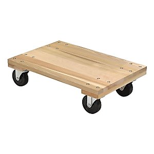 Vestil HDOS-1624-12 Solid Deck Hardwood Dolly with Hard Rubber Casters, 1200 lbs Capacity, 24" Length x 16" Width x 6-3/4" Height, Brown
