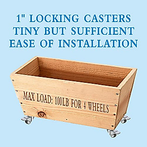 8 Pack 1 inch Low Profile Casters (d=1", h=1-1/2"), Small Wheels for Furniture Locking Casters with Swivel Top Plate (1-1/2"×1-1/4"), Mini Rubber Castor Wheels Protect Wood Floors, with 32pcs Screws